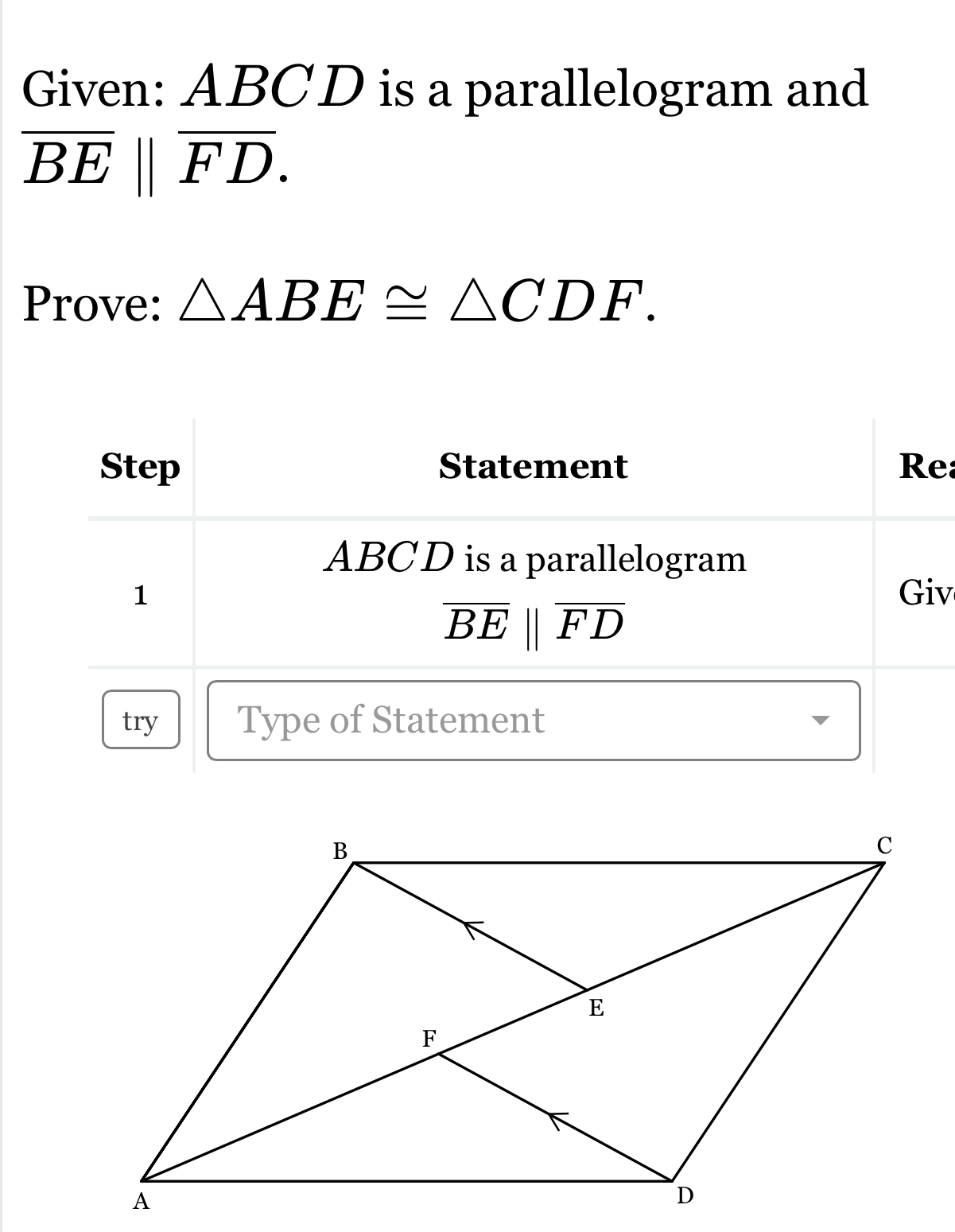 Solved Given: ABCD is a parallelogram and |)/(b|.Prove: | Chegg.com