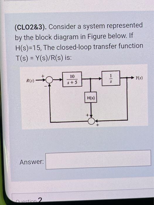 Solved (CLO2&3). Consider a system represented by the block | Chegg.com