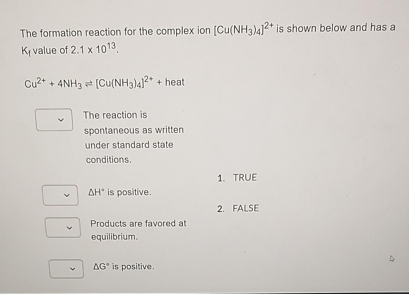 Solved The formation reaction for the complex ion | Chegg.com