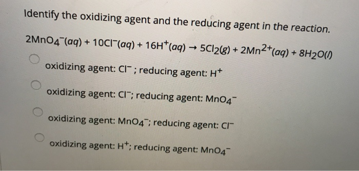 Solved Identify the oxidizing agent and the reducing agent | Chegg.com