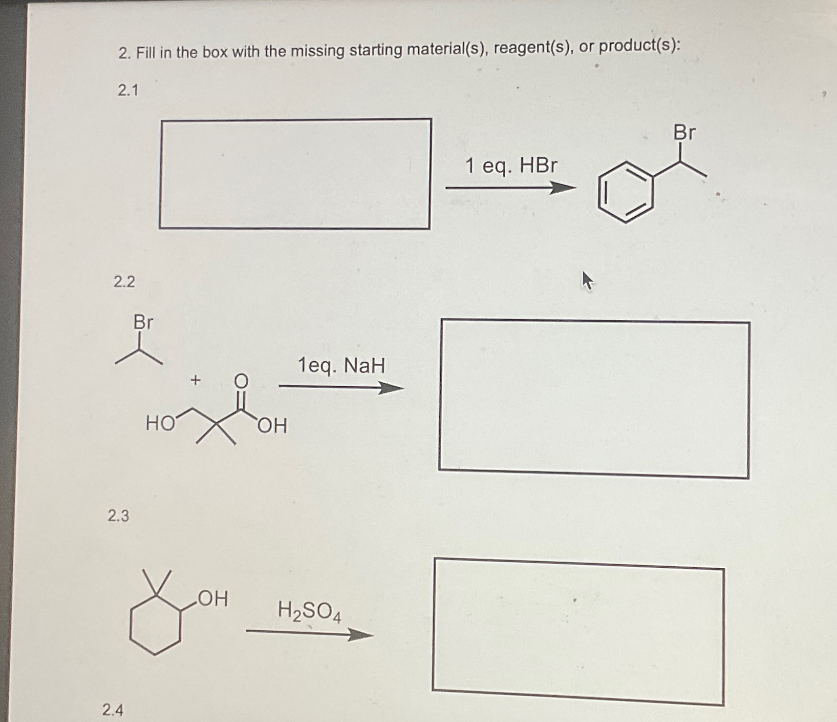Solved Fill in the box with the missing starting | Chegg.com