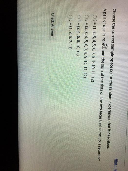 Solved Question 1 Choose the correct sample space, S, | Chegg.com