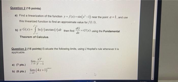 Solved Question 2 (15 points) a) Find a linearization of the | Chegg.com