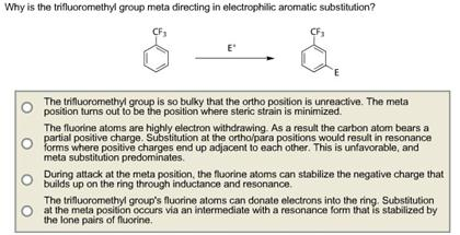 Solved Why is the trifluoromethyl group meta directing in | Chegg.com