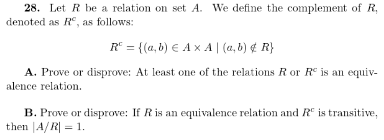 Solved Let R be a relation on set A. We define the | Chegg.com Solved Let R be a relation on set A. We define the | Chegg.com