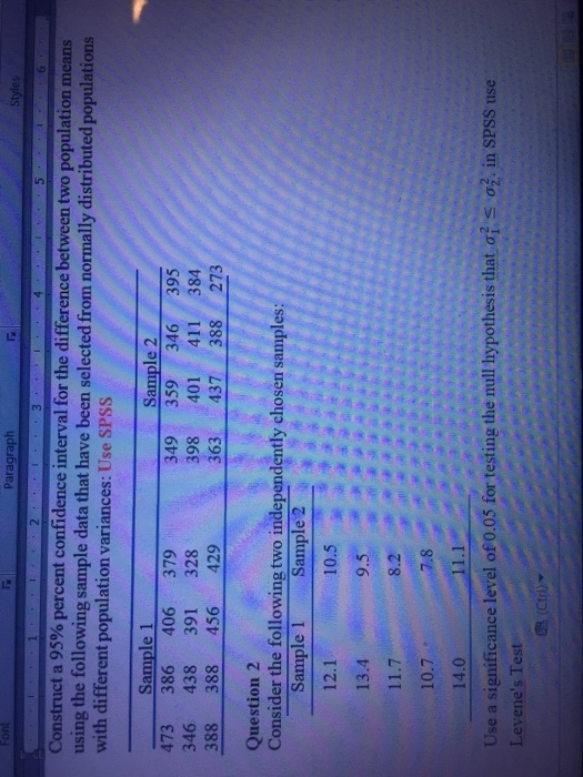 Solved Font Paragraph Styles 1 2.1 3 5. 6 Construct a 95% | Chegg.com