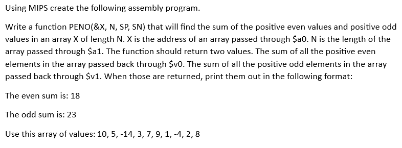 Solved Using MIPS create the following assembly | Chegg.com