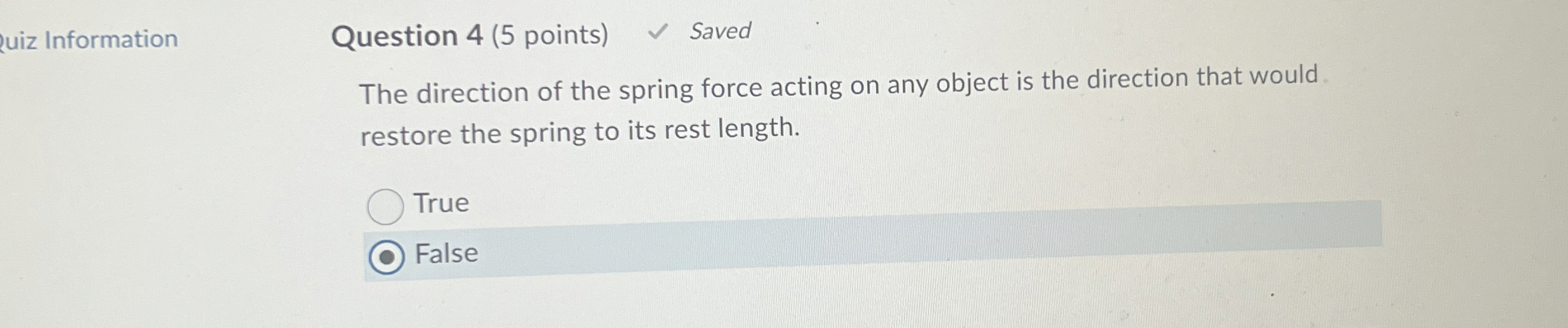 Solved uiz InformationQuestion 4 (5 ﻿points) ﻿SavedThe | Chegg.com