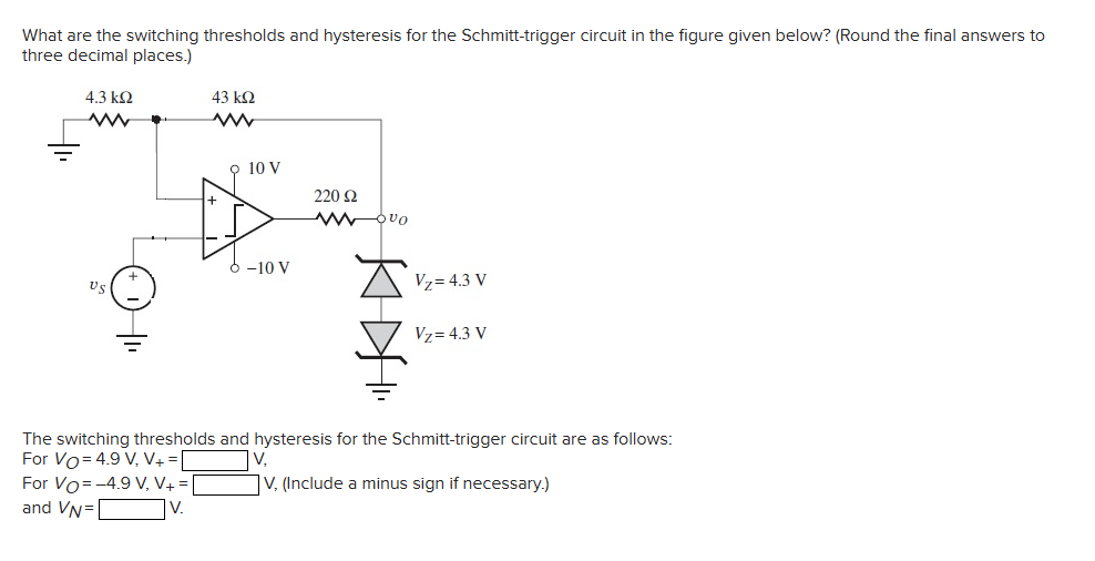 Solved What are the switching thresholds and hysteresis for | Chegg.com