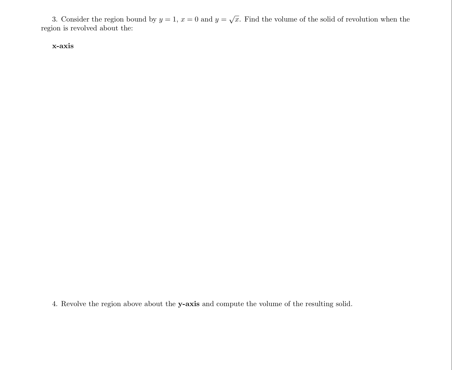 Solved Consider the region bound by y=1,x=0 ﻿and y=x2. ﻿Find | Chegg.com