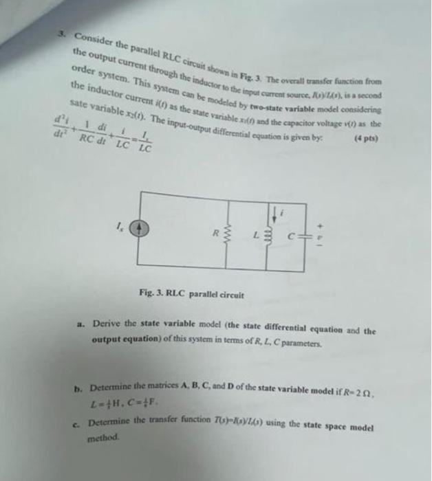 Solved 3. Consider the parallel RLC circuit shown in Fig. 3. | Chegg.com