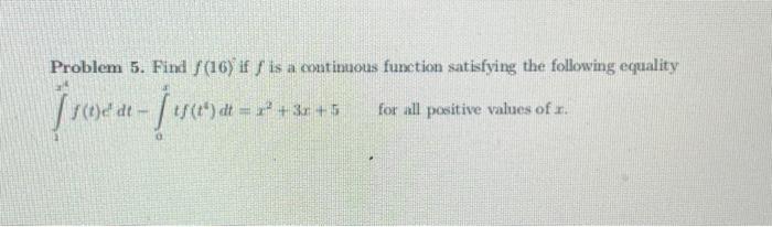 Solved Problem 5 Find F 16 ∘ If F Is A Continuous Function
