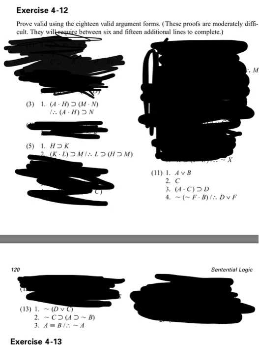 Solved Exercise 4-12 Prove valid using the eighteen valid | Chegg.com