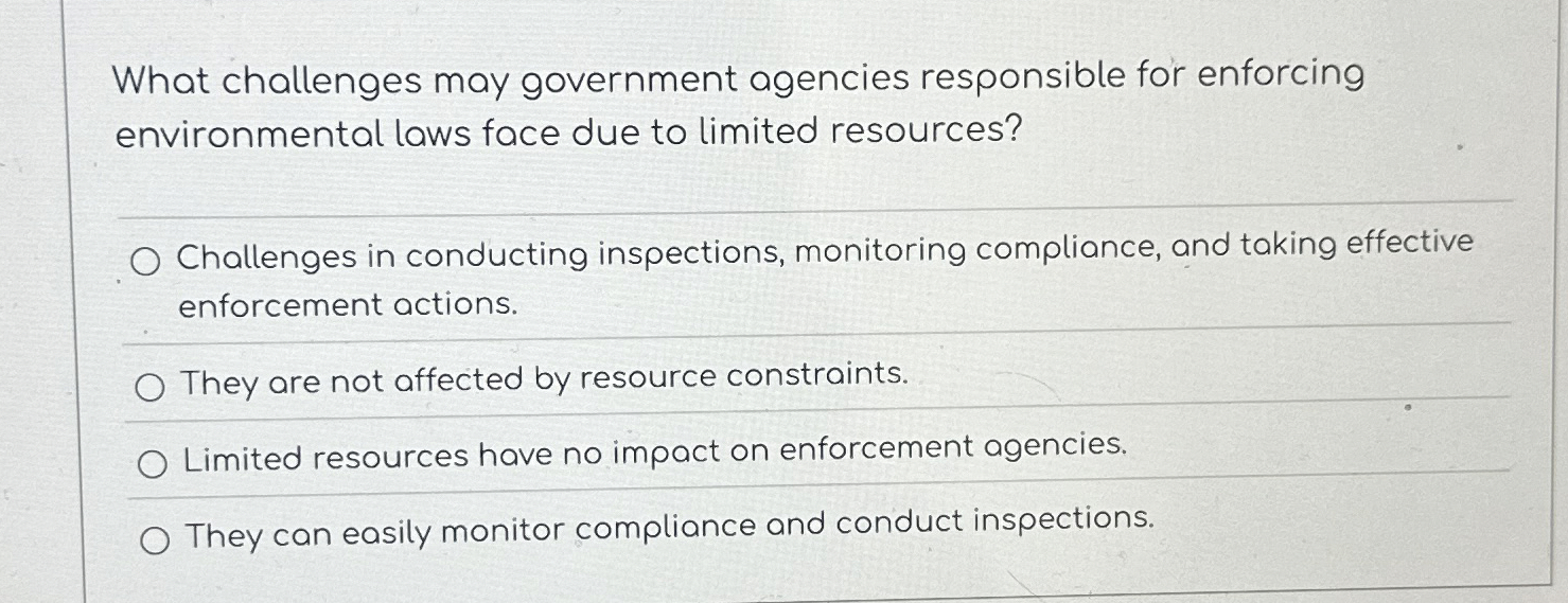Solved What challenges may government agencies responsible | Chegg.com