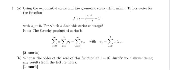 Solved (a) Using the exponential series and the geometric | Chegg.com