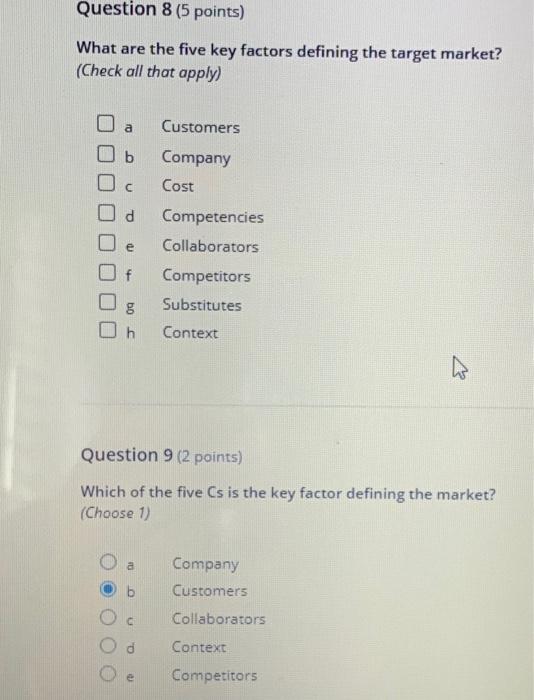 Solved Question 8 (5 points) What are the five key factors | Chegg.com