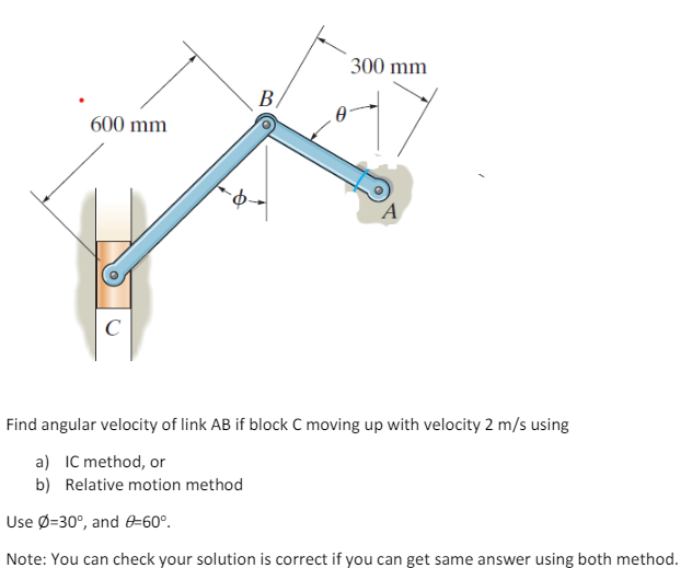 Solved Find angular velocity of link AB ﻿if block C ﻿moving | Chegg.com