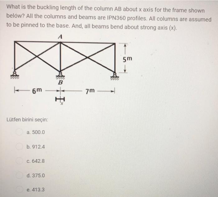 Solved What is the buckling length of the column AB about x | Chegg.com