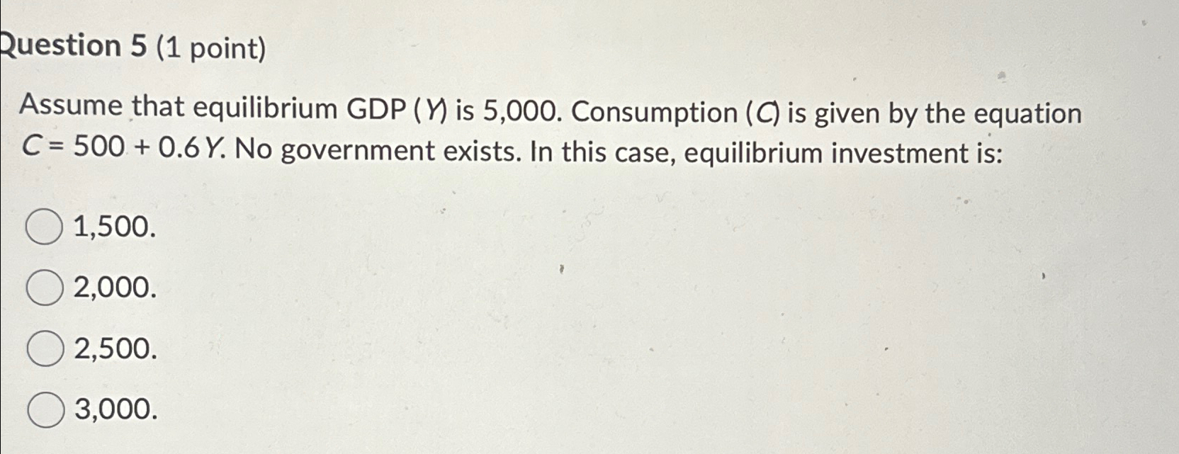 Solved Question 5 (1 ﻿point)Assume that equilibrium GDP | Chegg.com