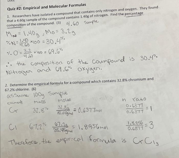 Solved 3. The empirical formula of a compound containing | Chegg.com