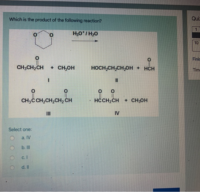 Solved Which is the product of the following reaction? Qui: | Chegg.com