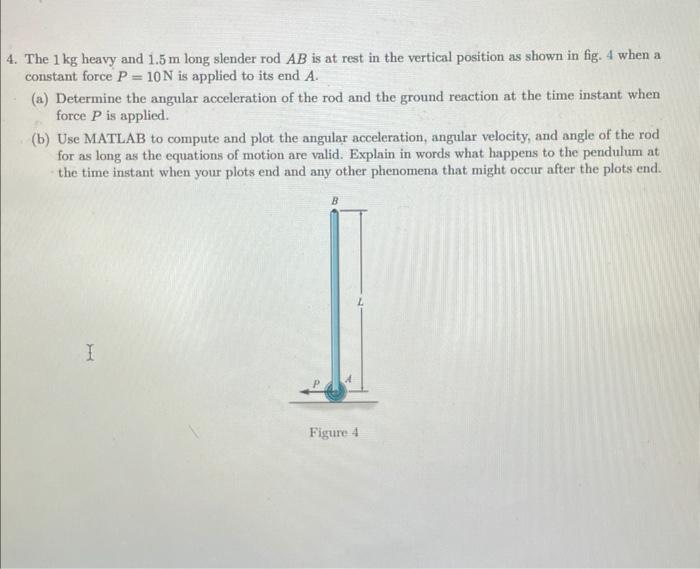 Solved The 1 kg heavy and 1.5 m long slender rod AB is at | Chegg.com
