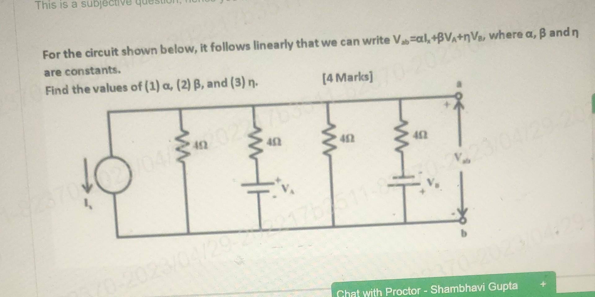 Solved For the circuit shown below, it follows linearly that | Chegg.com