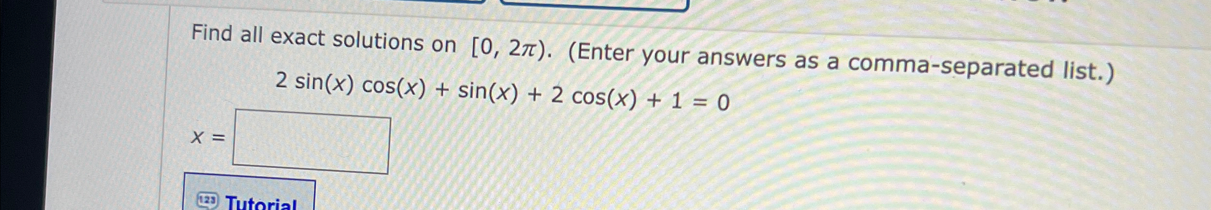 Solved Find all exact solutions on ). (Enter your answers | Chegg.com
