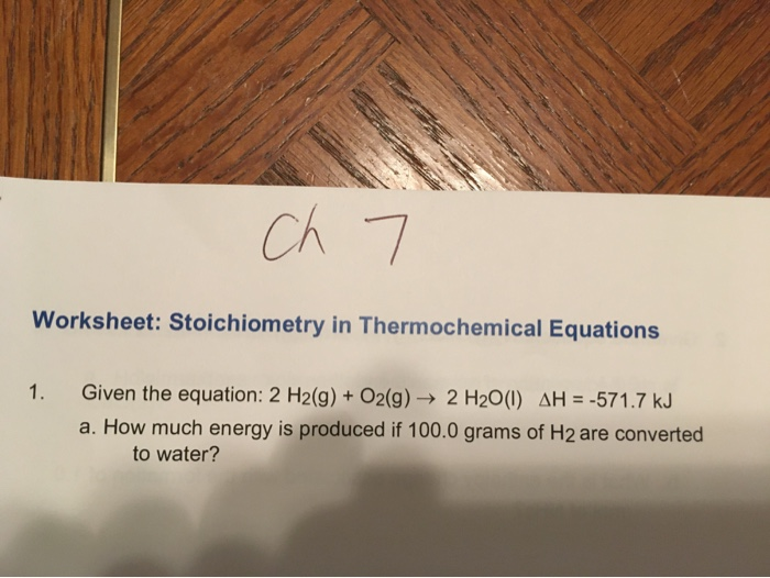 Solved ch ㄱ Worksheet: Stoichiometry in Thermochemical | Chegg.com