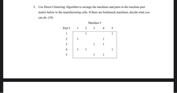 Solved 3 Use Direct Clustering Algorithm To Arrange The 4263