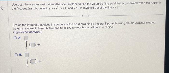 Solved Use both the washer method and the shell method to | Chegg.com