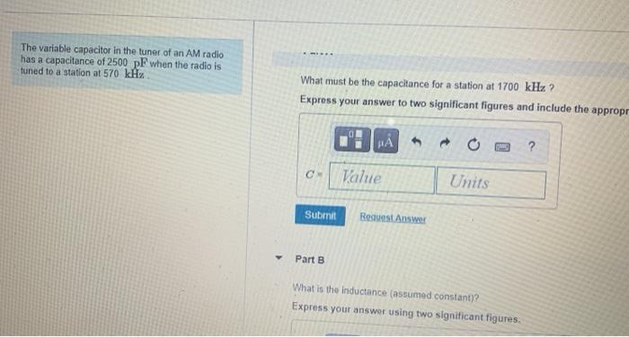 Solved The variable capacitor in the tuner of an AM radio | Chegg.com