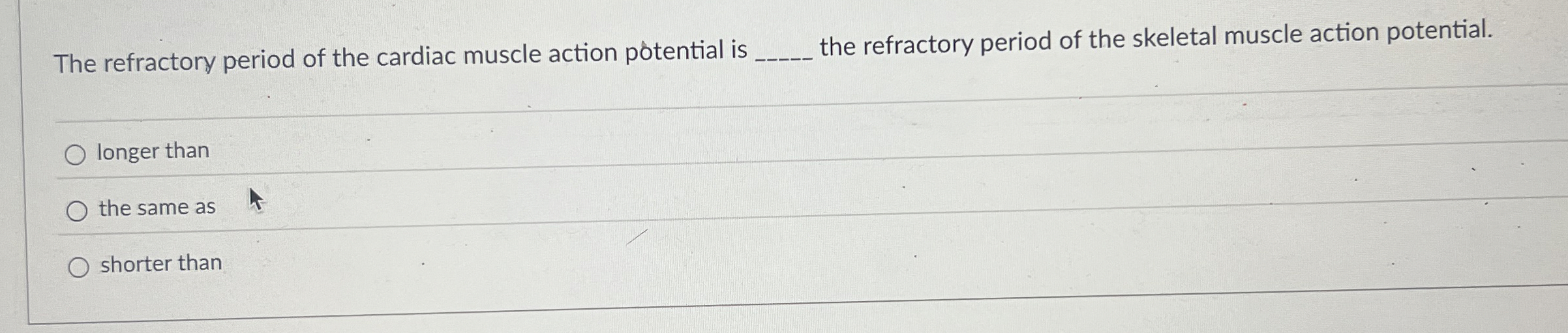 Solved The refractory period of the cardiac muscle action | Chegg.com