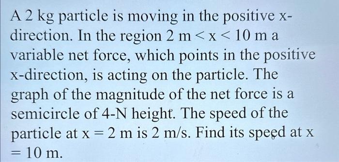 Solved A 2 kg particle is moving in the positive x | Chegg.com