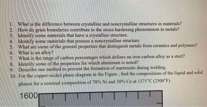 Solved 1. What is the difference between crystalline and | Chegg.com