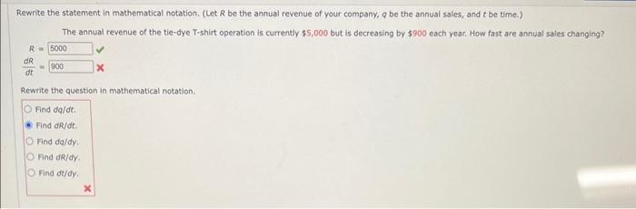 Solved Rewrite the statement in mathematical notation. (Let | Chegg.com