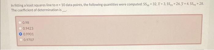 Solved In fitting a least squares line to n=10 data points, | Chegg.com