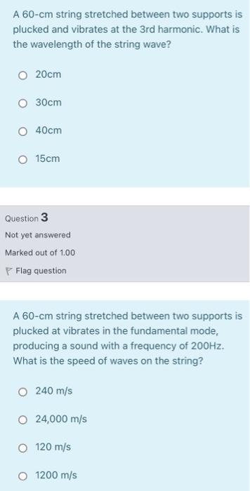 Solved A 60−cm string stretched between two supports is | Chegg.com