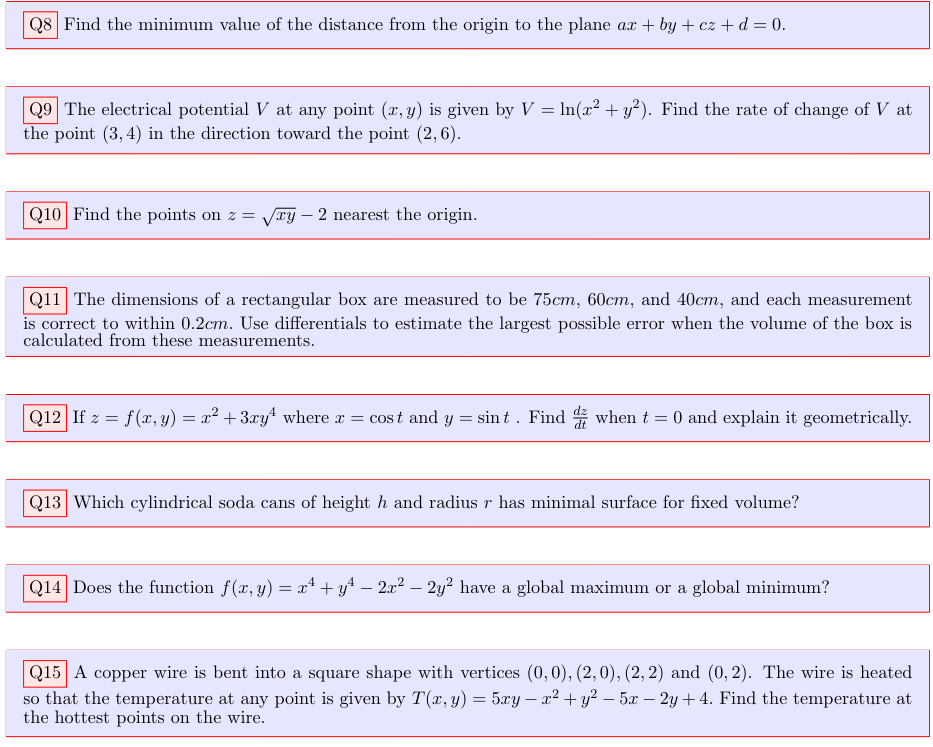 Solved Find the minimum value of the distance from the | Chegg.com