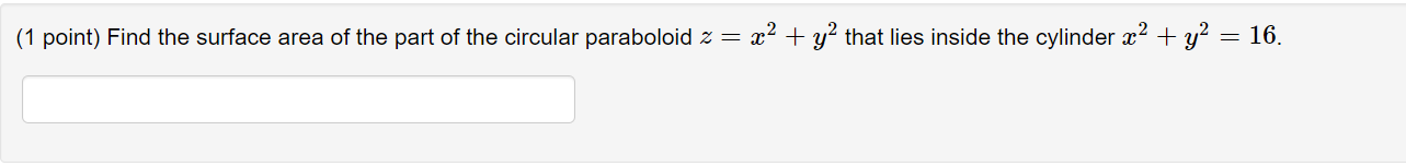 Solved 1 point find The Surface Area Of The Part Of The