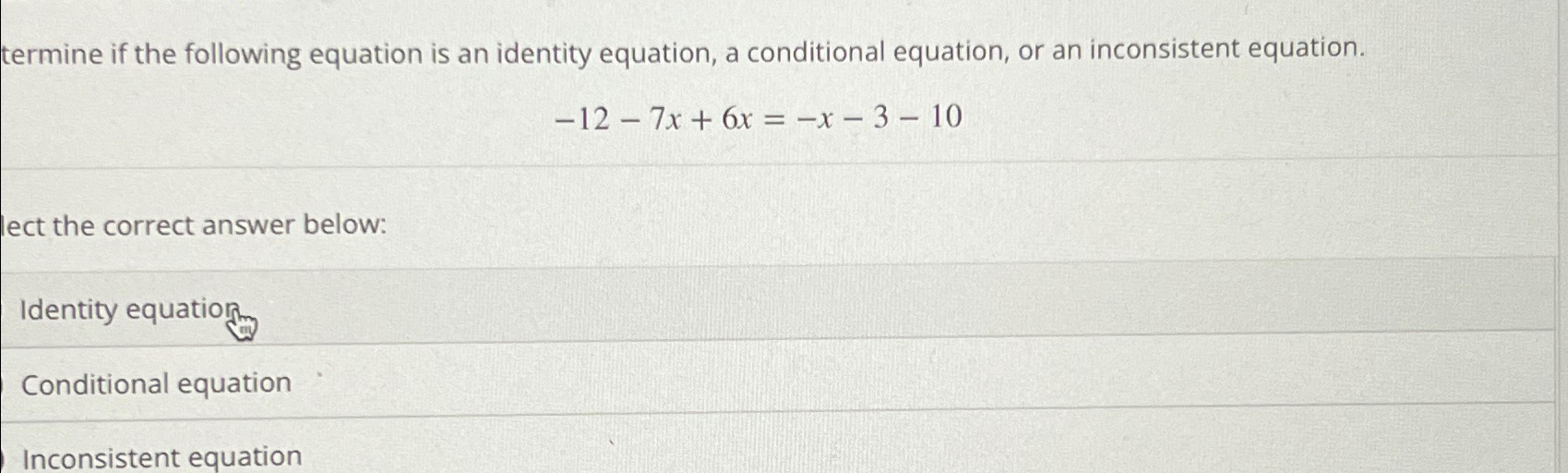 Solved termine if the following equation is an identity | Chegg.com