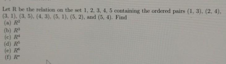 Solved Let R Be The Relation On The Set 1 2 3 4 5