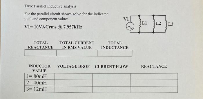 Solved Two: Parallel Inductive analysis For the parallel | Chegg.com