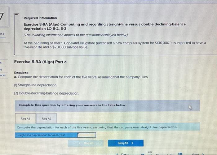 Solved Required Information Exercise 8-9A (Algo) Computing | Chegg.com
