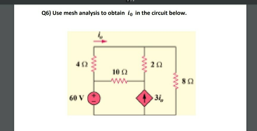 Solved Q6) Use mesh analysis to obtain io in the circuit | Chegg.com