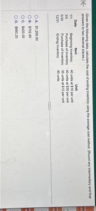 Solved Given the following data, calculate the cost of | Chegg.com