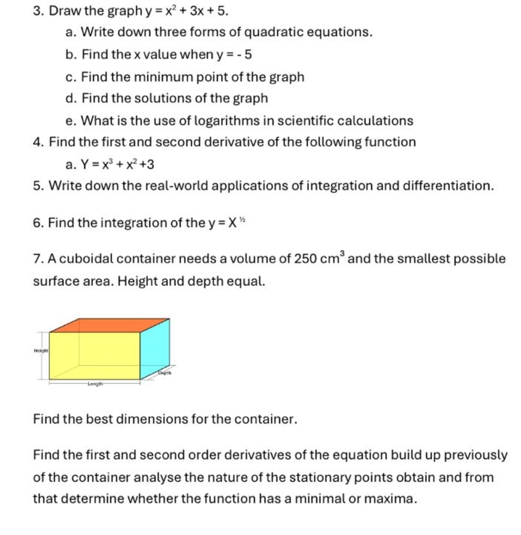 Solved Draw the graph y=x2+3x+5.a. ﻿Write down three forms | Chegg.com