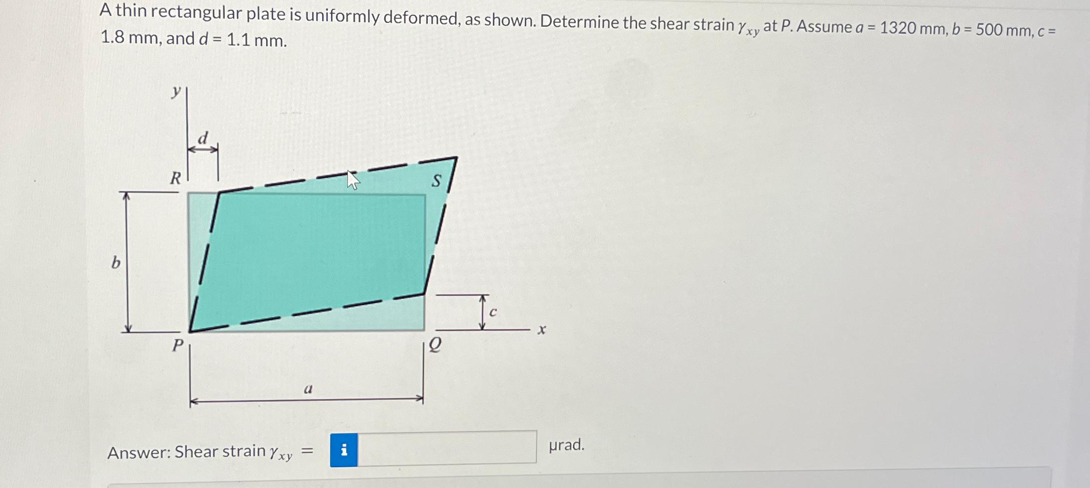 Solved A thin rectangular plate is uniformly deformed, as | Chegg.com