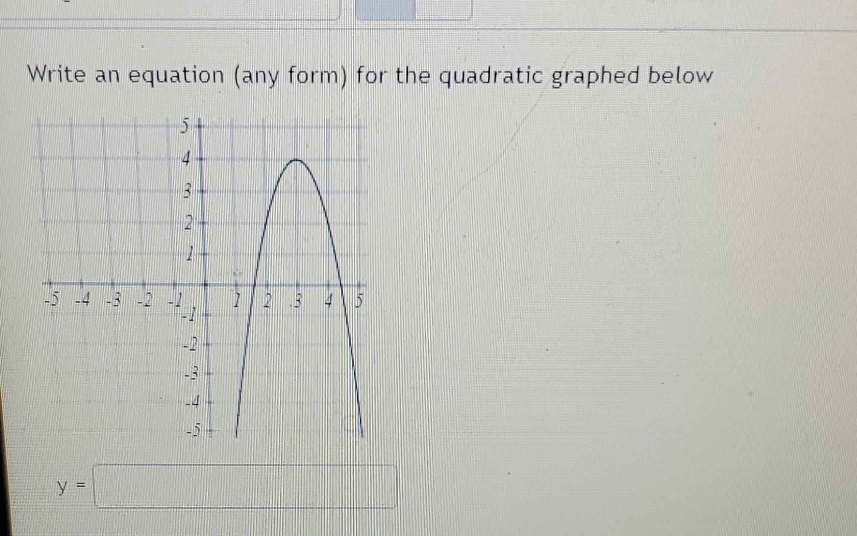 Solved Write an equation (any form) for the quadratic | Chegg.com