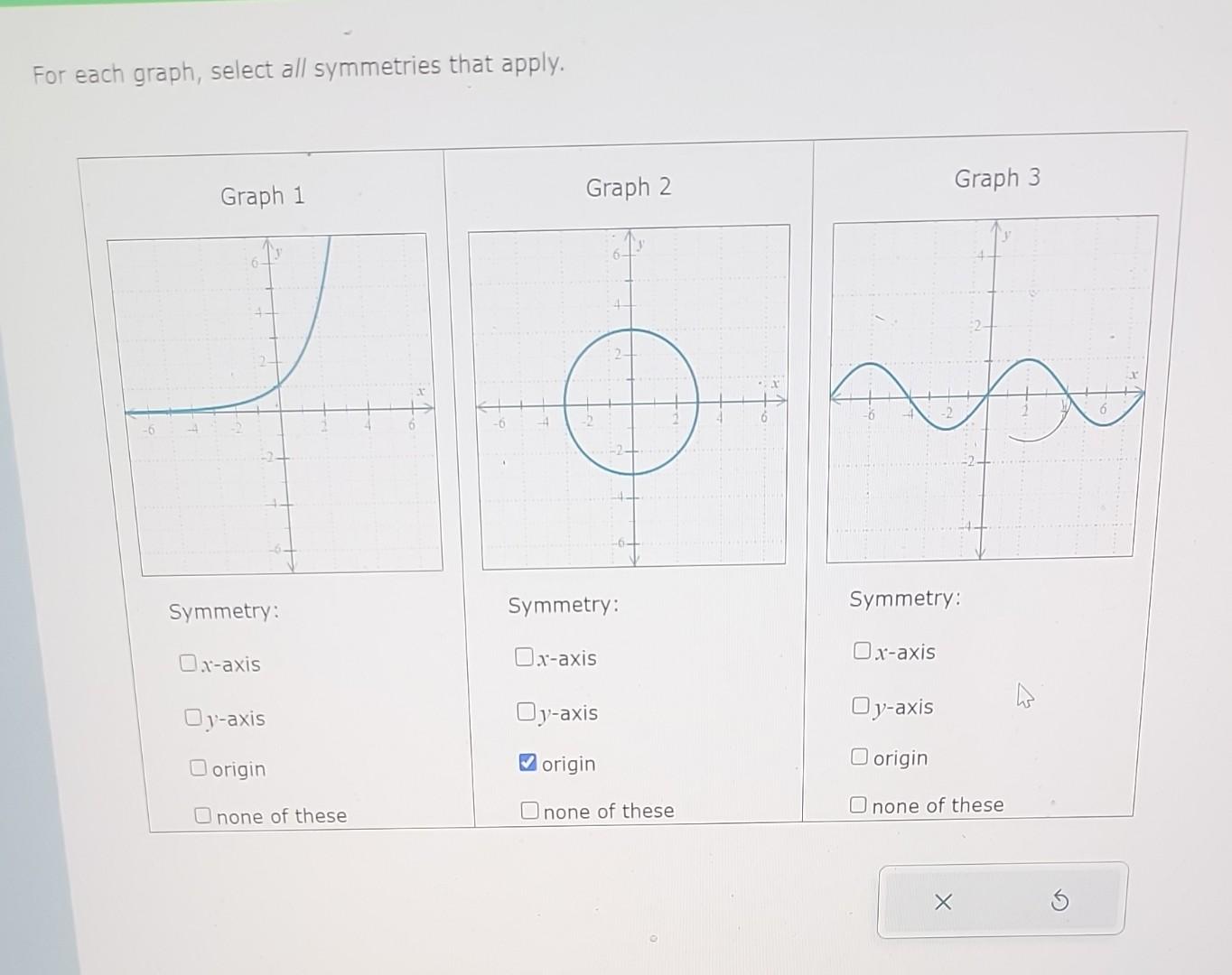 Solved For each graph, select all symmetries that apply. | Chegg.com